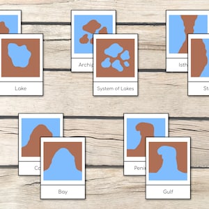 LAND AND WATER Montessori Cards, Flash Cards, Nomenclature Flashcards ...