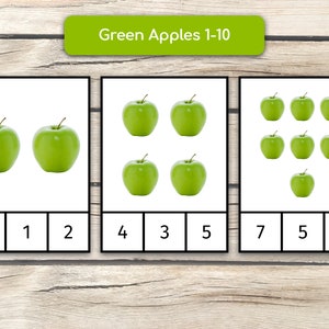 Counting Apple Varieties (1 to 10), Montessori Cards, Preschool ...