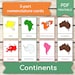 Continents Montessori Cards, Continents Cards, 3-part Cards ...