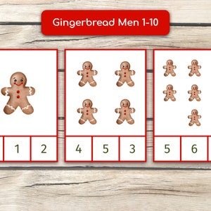 Counting Christmas Cards 1 to 10, Montessori Cards, Preschool Counting ...