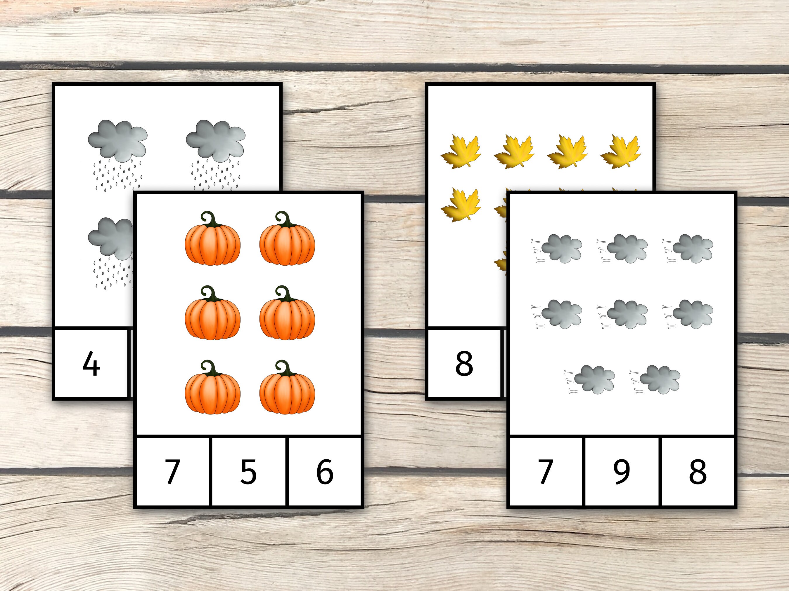 Fall Counting Clip Cards: Montessori Preschool Activity (PDF Printables ...