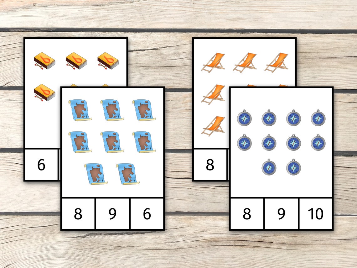 Counting Camping 1 to 10 Montessori Cards Preschool Counting Activity ...