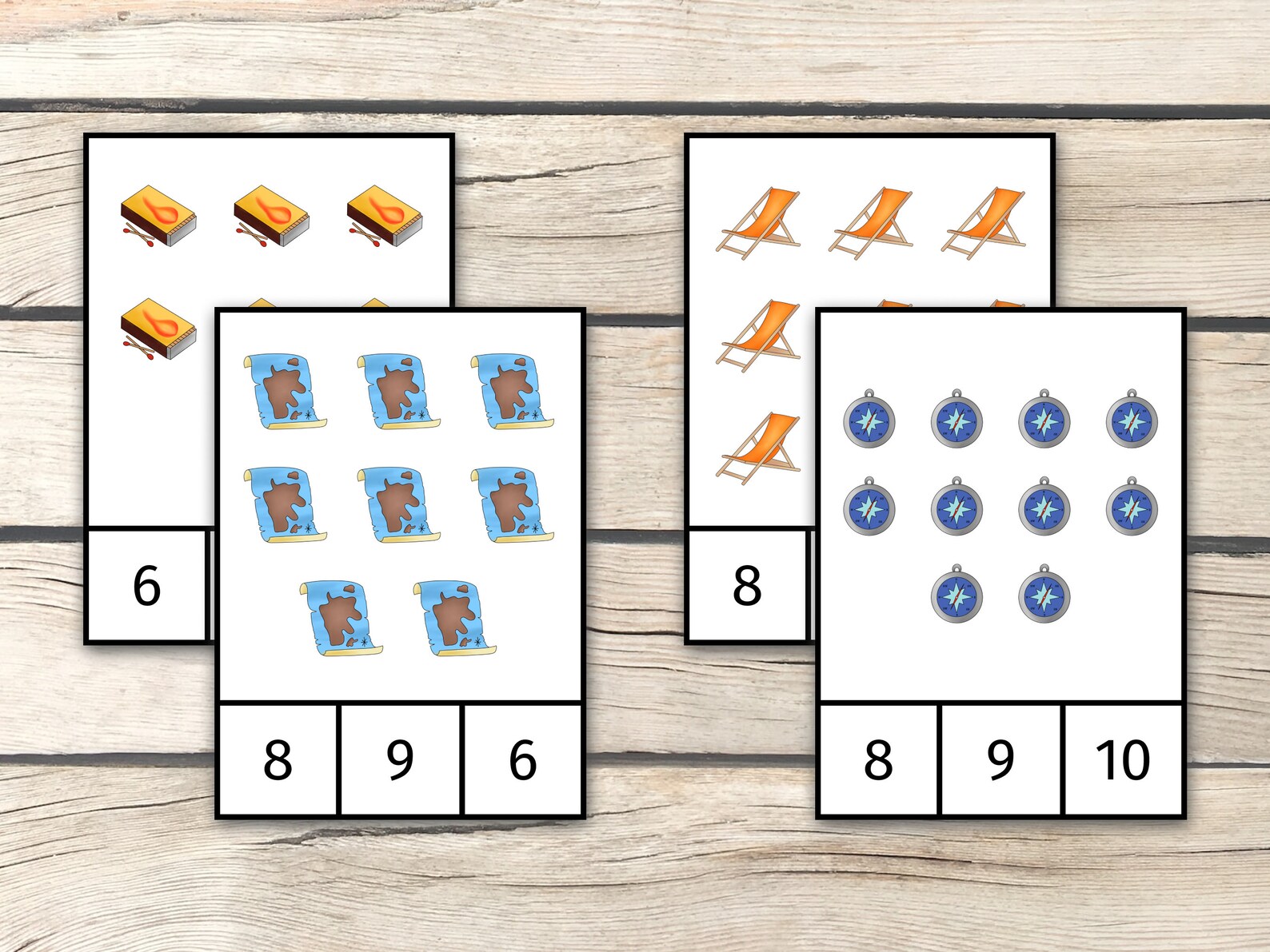 Counting Camping 1 to 10 Montessori Cards Preschool Counting Activity ...