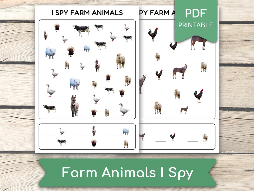 Farm Animals (real Pictures) I Spy Worksheet, Farm Animals Activity, I ...