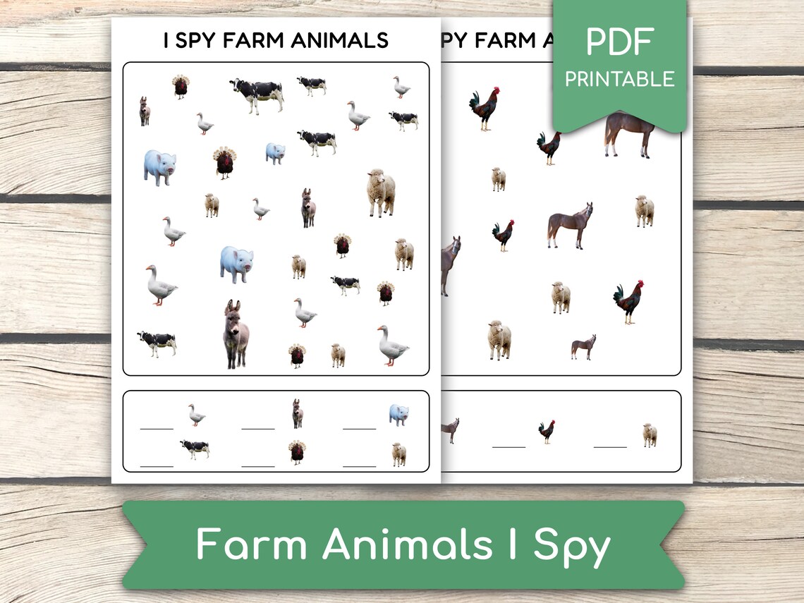 Farm Animals (real Pictures) I Spy Worksheet, Farm Animals Activity, I ...