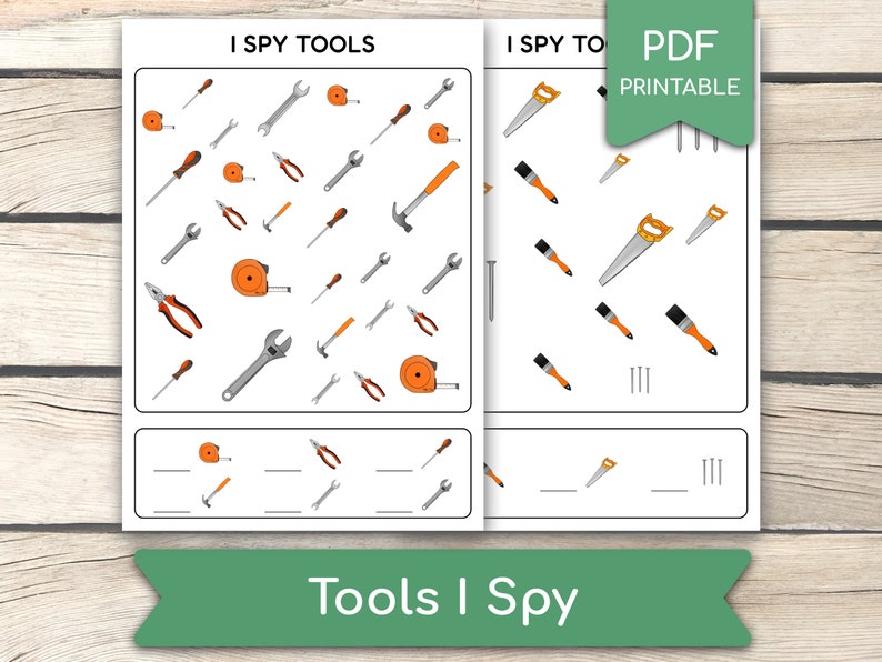 Tools I Spy Worksheet, Preschool Activity, I Spy Activity, Educational ...