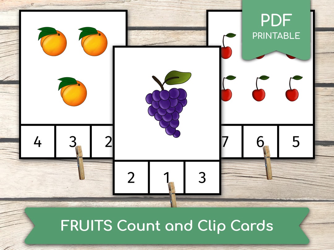 Counting Fruits 1 to 10 Montessori Cards Preschool Counting - Etsy