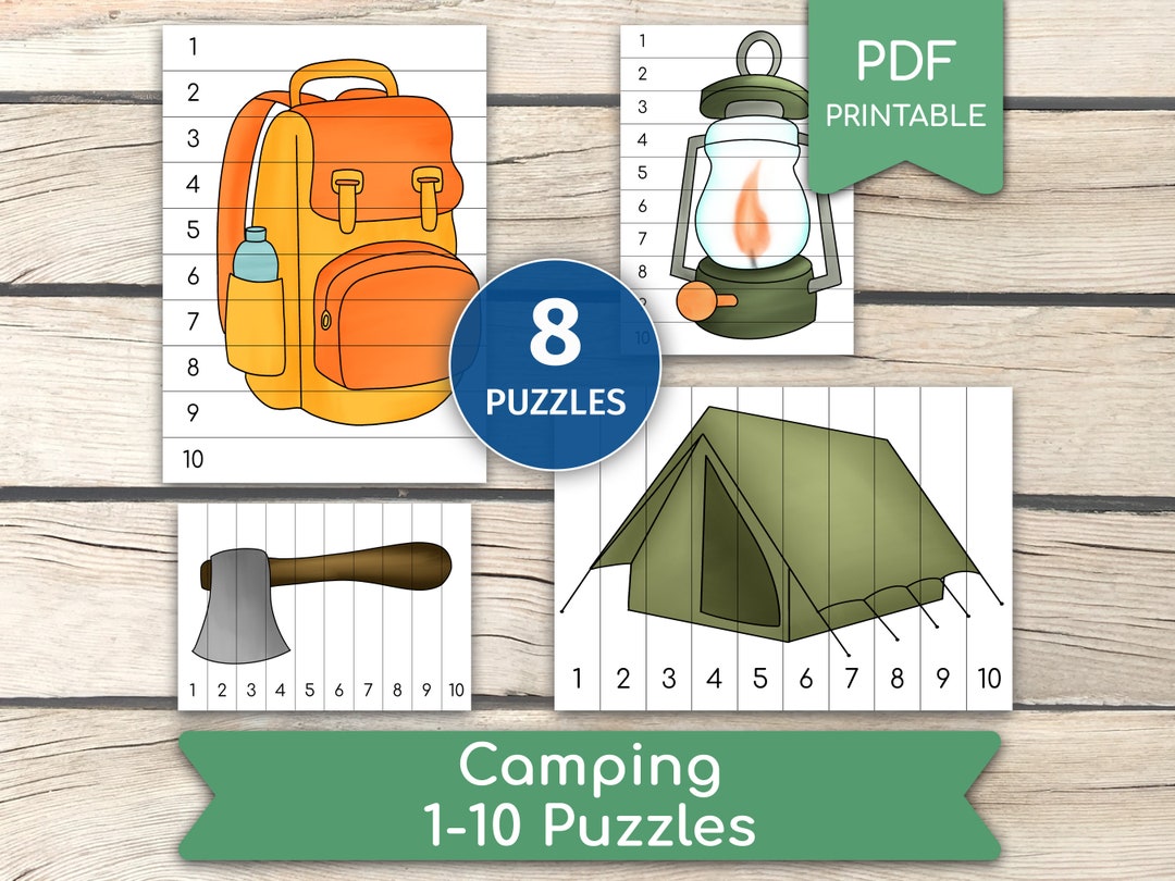 Camping Number Puzzles: Kids' Activity, Number Sequence (PDF Printables ...