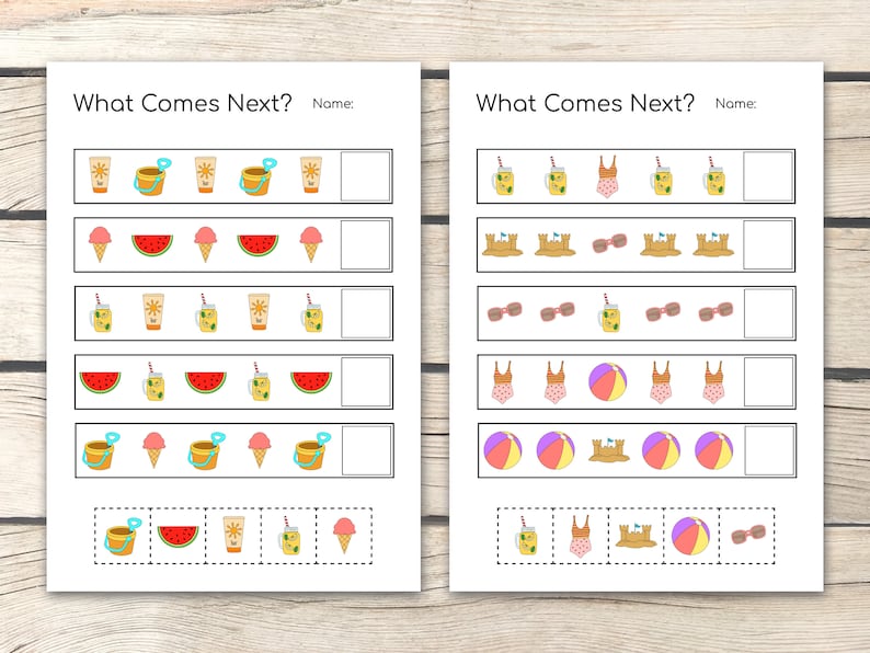 Summer WHAT COMES NEXT? Worksheet, Pattern Activity, Educational ...