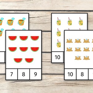 Counting Summer 1 to 10 Montessori Cards Preschool Counting Activity ...