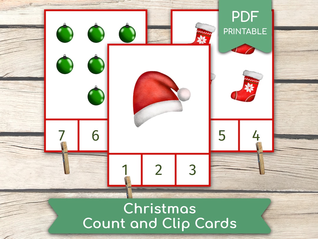 Counting Christmas Cards (1 to 10), Montessori Cards, Preschool ...