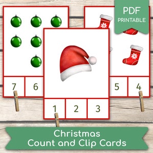 Counting Christmas Cards (1 to 10), Montessori Cards, Preschool ...