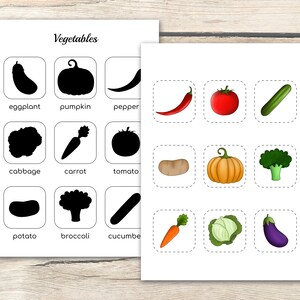 Vegetables Shadow Matching Game, Vegetables Worksheet, Matching ...