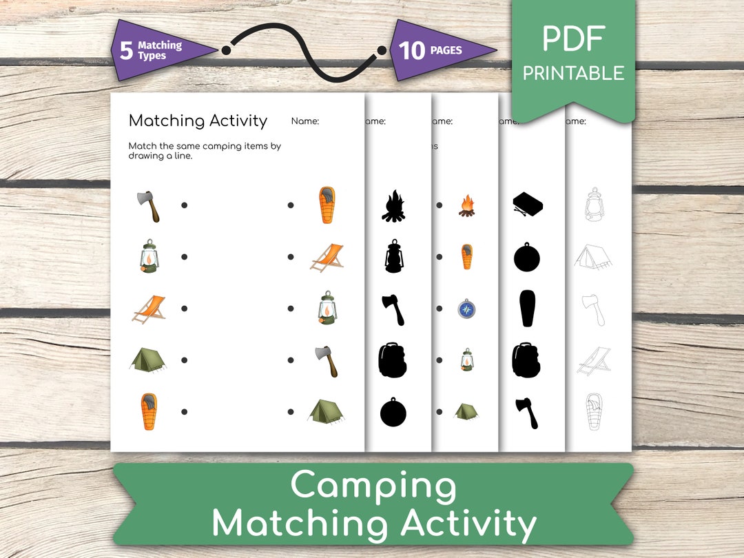 Camping Matching Activity 5 Different Types Worksheet • 10 Pages ...