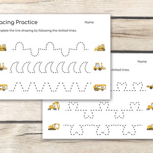 Preschool Line Tracing Practice, Construction Vehicles Pre-writing ...