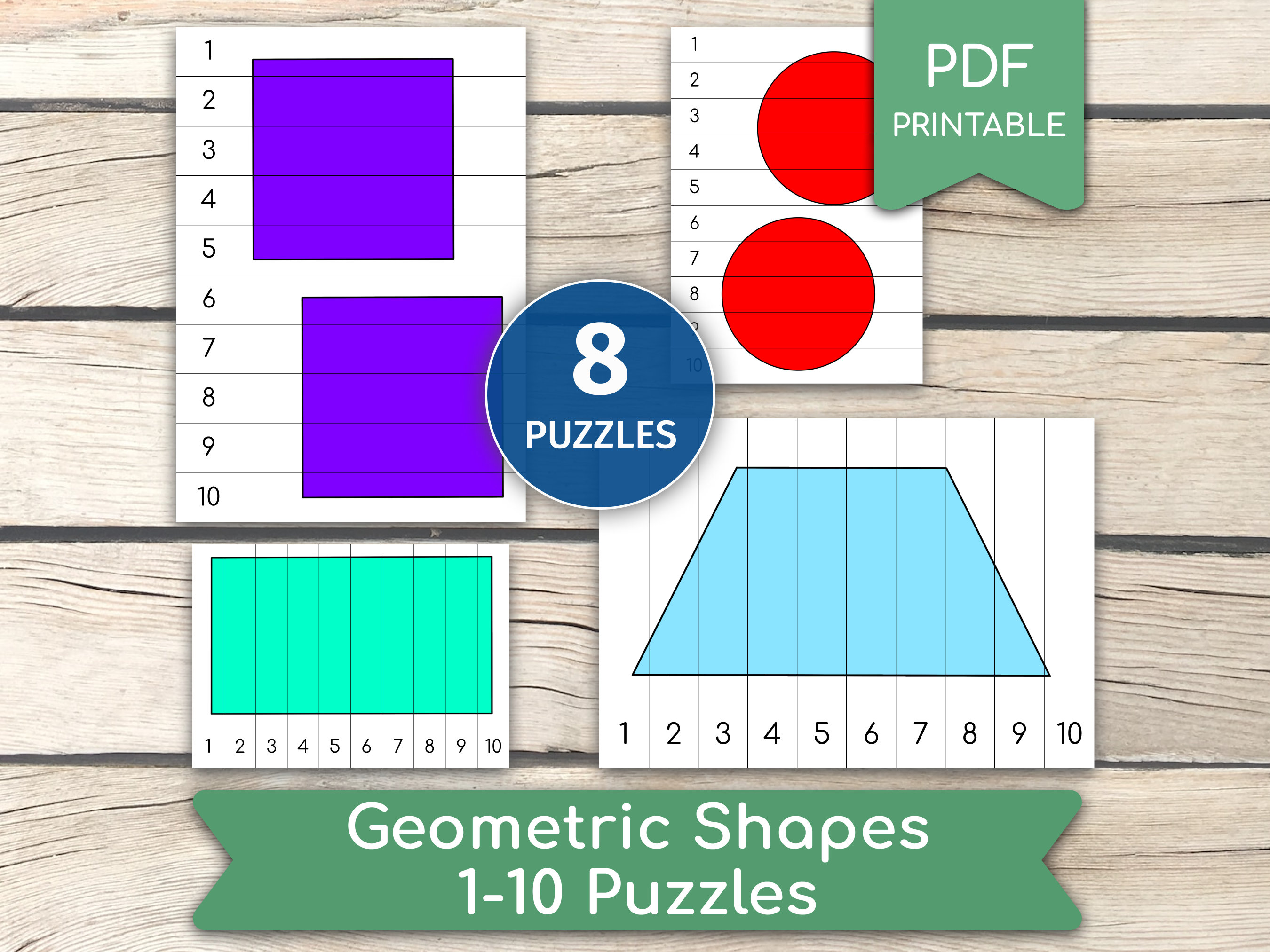 Geometric Shapes Number Puzzles 1-10: Kids Busy Book (PDF Printables ...