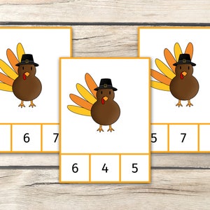 Counting Thanksgiving 1 to 10 Montessori Cards Preschool Counting ...