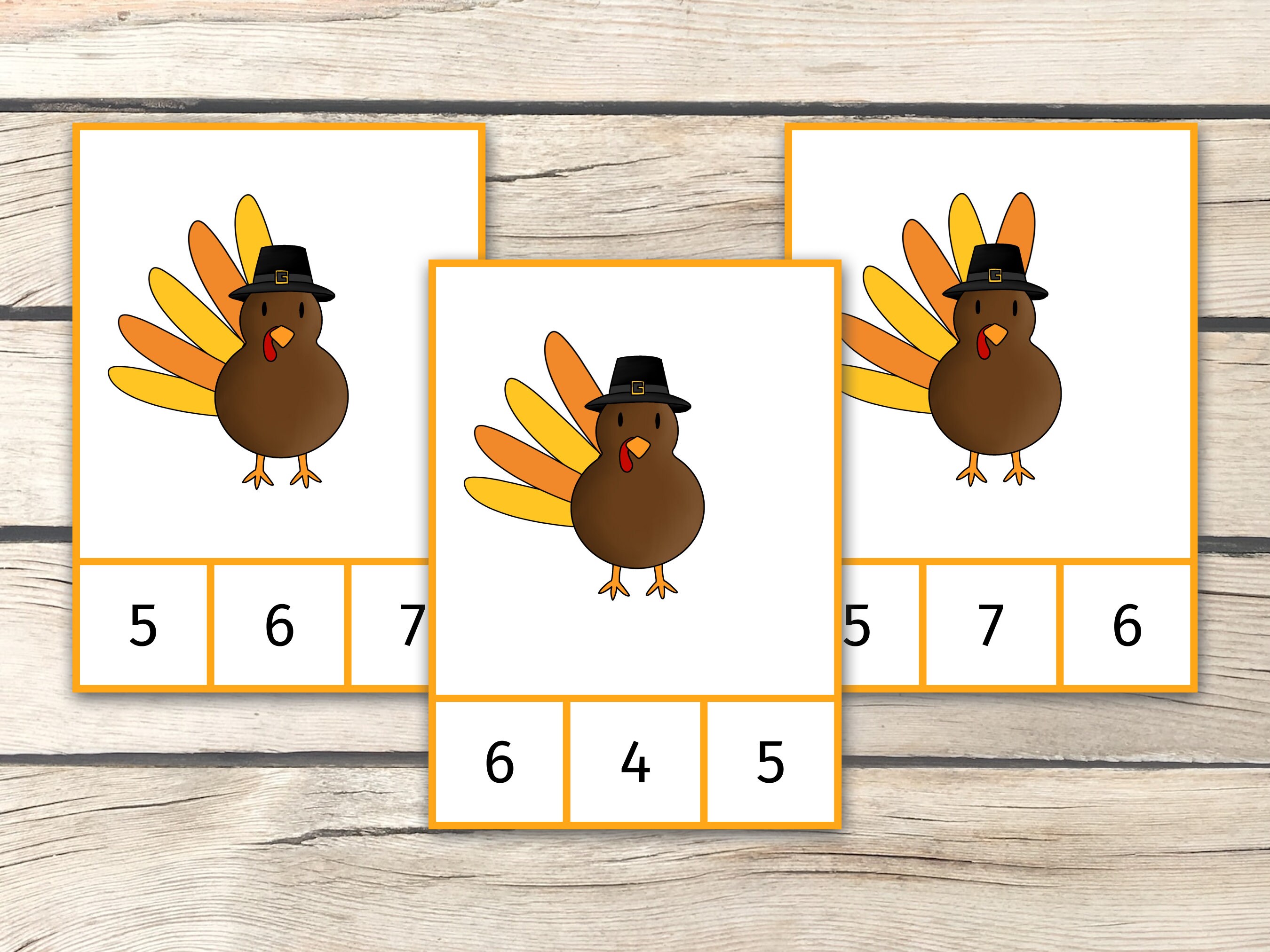 Counting Thanksgiving 1 to 10 Montessori Cards Preschool Counting ...