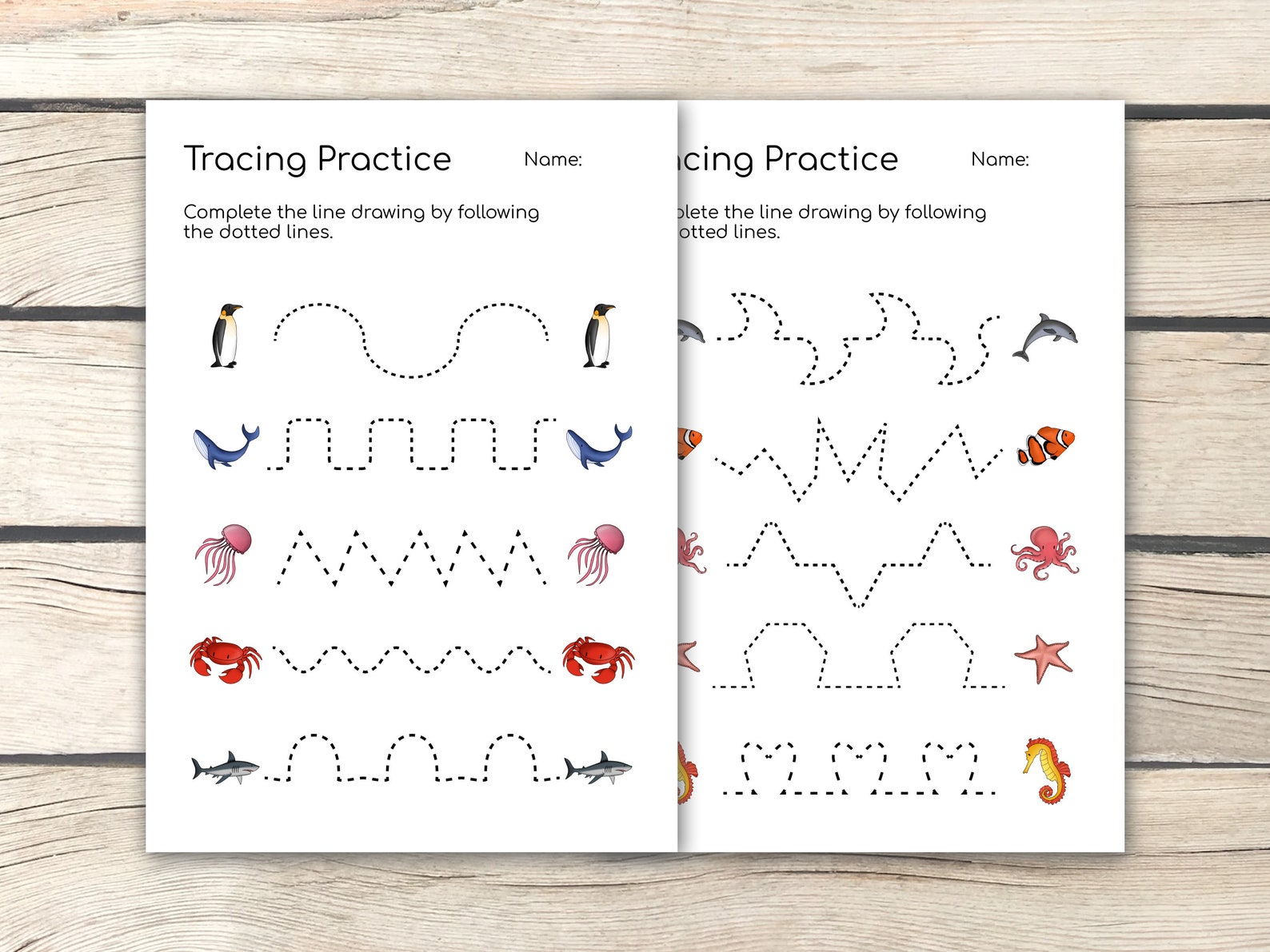 Preschool Line Tracing Practice, Ocean Animals Pre-writing Activities ...