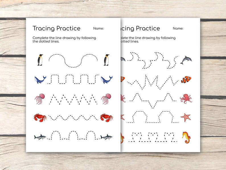 Preschool Line Tracing Practice, Ocean Animals Pre-writing Activities ...