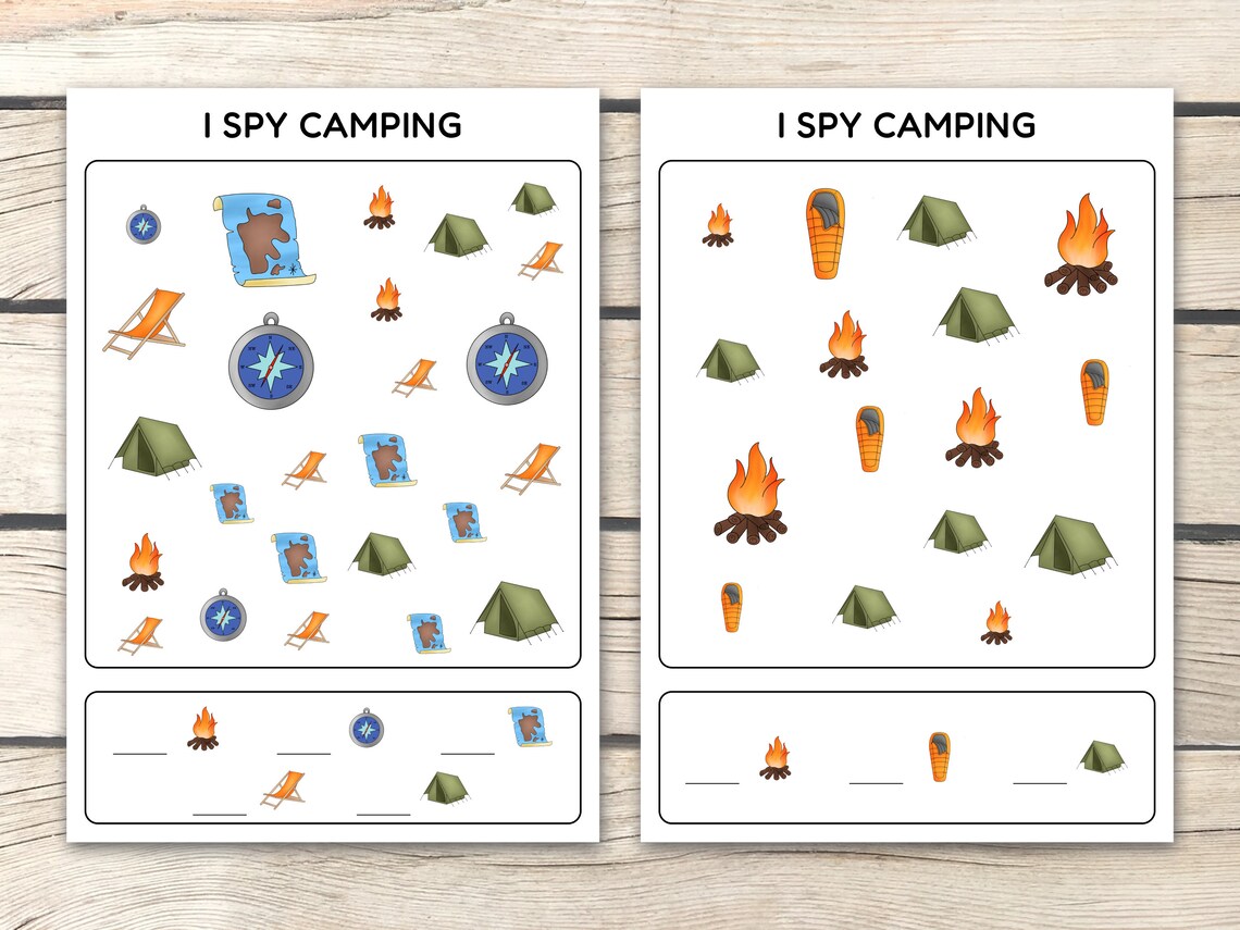 Camping I Spy Worksheet, I Spy Activity, Educational Preschool, Busy ...