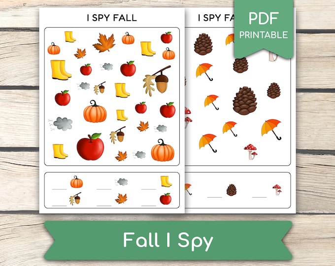 Fall I Spy Worksheet: Autumn Activity, Preschool Printable (PDF) - Etsy