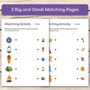 Camping Matching Activity 5 Different Types Worksheet • 10 Pages ...