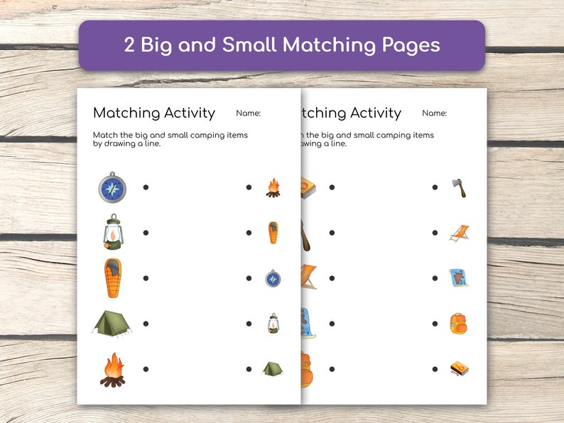 Camping Matching Activity 5 Different Types Worksheet • 10 Pages ...