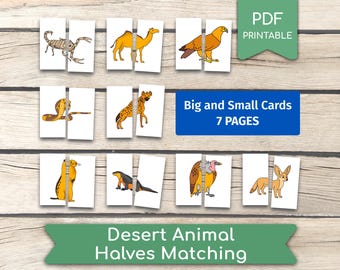 Desert Animals Halves Matching Game: Preschool Learning Activity (PDF ...