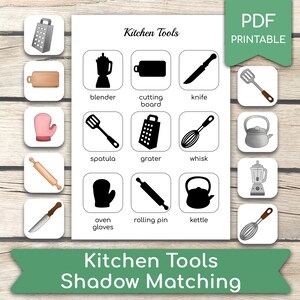Kitchen Tools Shadow Matching Game: Preschool Printable (PDF) - Etsy