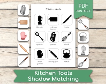 Kitchen Tools Shadow Matching Game: Preschool Printable (PDF) - Etsy