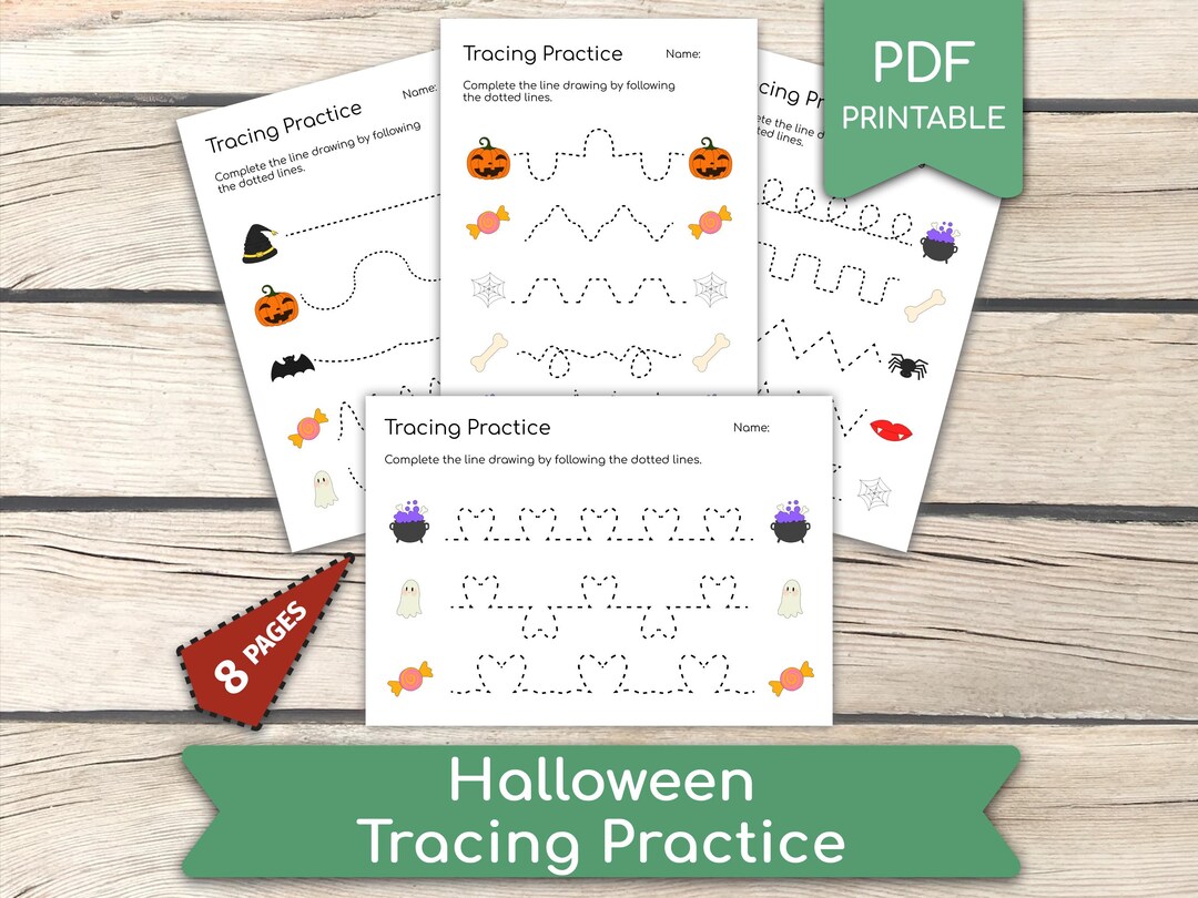 Preschool Line Tracing Practice, Halloween Pre-writing Activities 8 ...