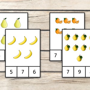 Counting Fruits 1 to 10, Montessori Cards, Preschool Counting Activity ...