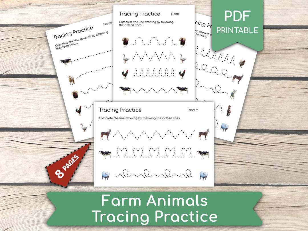 Preschool Line Tracing Practice, Farm Animals Pre-writing Activities ...
