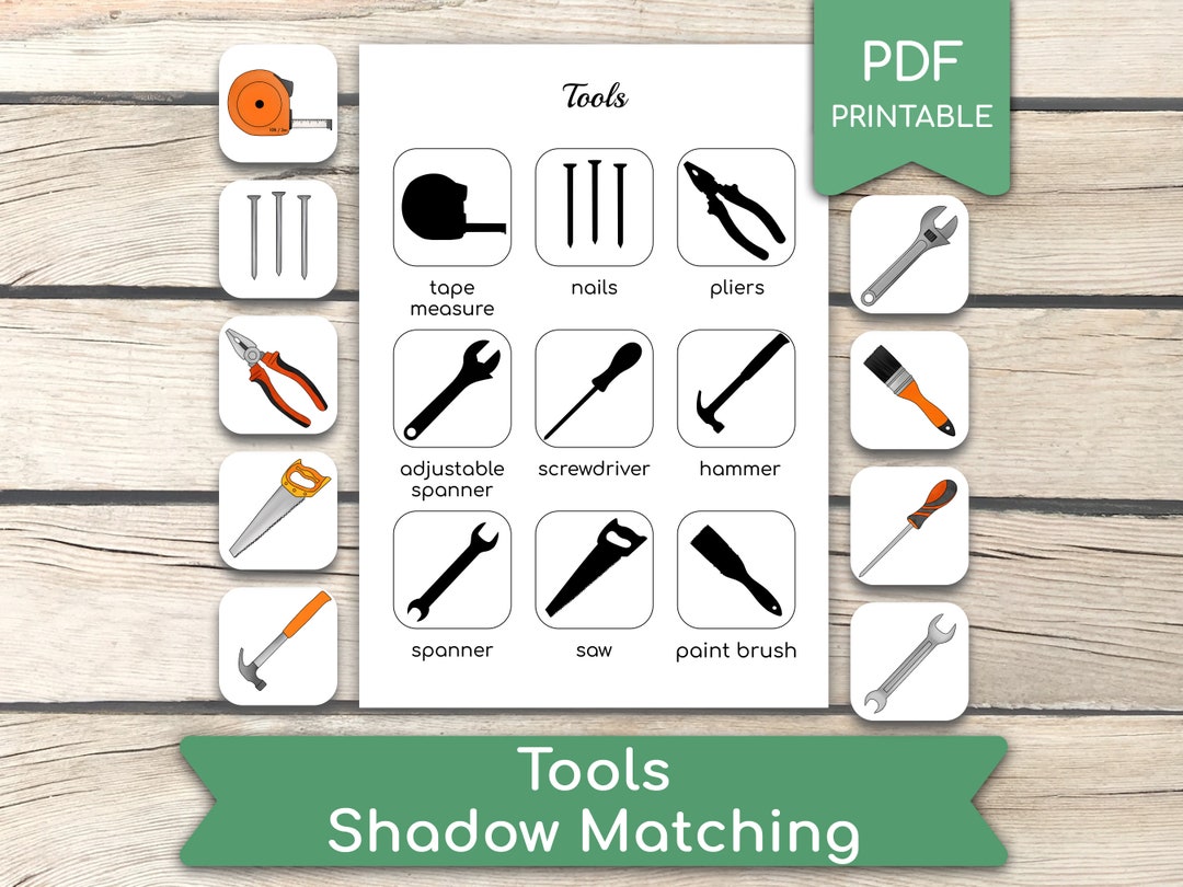 Tools Shadow Matching Game, Tools Worksheet, Matching Activity ...