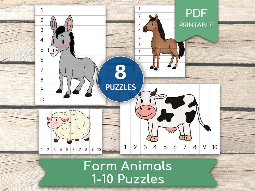 Farm Animals 1-10 Puzzles, Farm Animals Activity, Farm Animals Puzzles ...