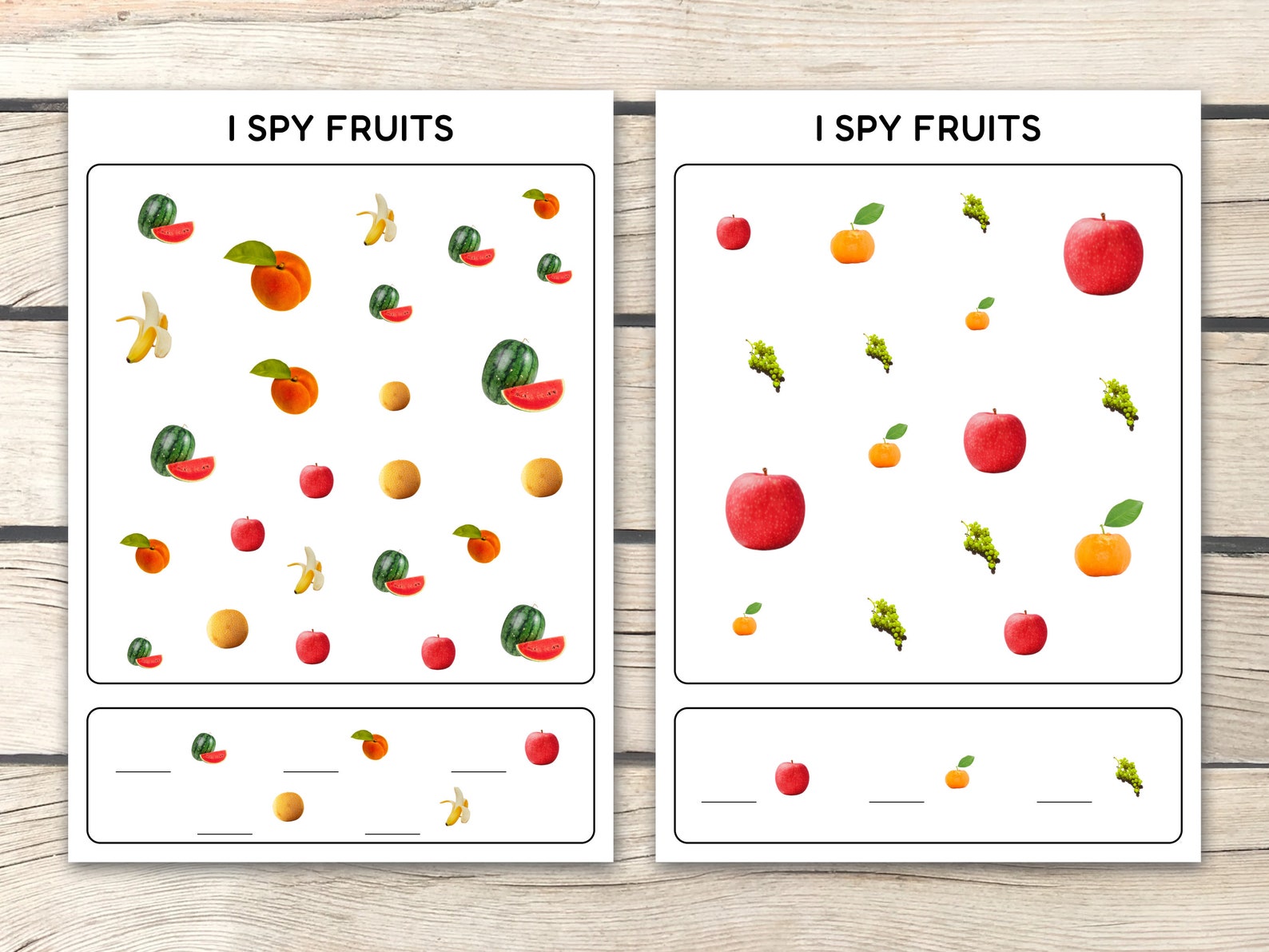 Fruits I Spy Worksheet (real Pictures), Fruits Activity, I Spy Activity ...