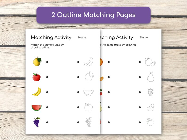 Fruits Matching Activity 5 Different Types Worksheet • 10 Pages ...