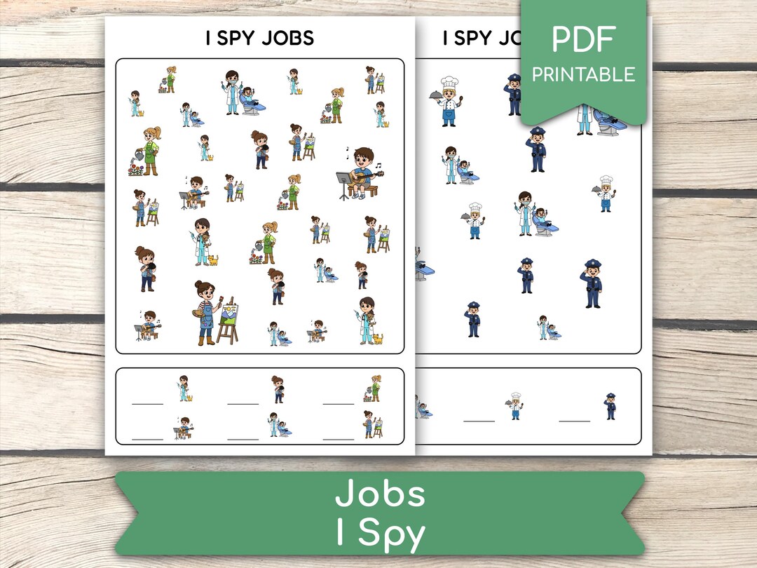 Jobs I Spy Worksheet: Preschool Activity (PDF Printable) - Etsy