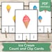 Counting Ice Cream 1 to 10 Montessori Cards Preschool Counting Activity ...