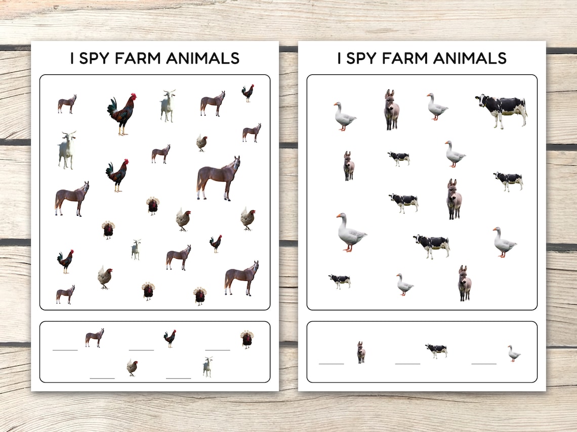 Farm Animals (real Pictures) I Spy Worksheet, Farm Animals Activity, I ...