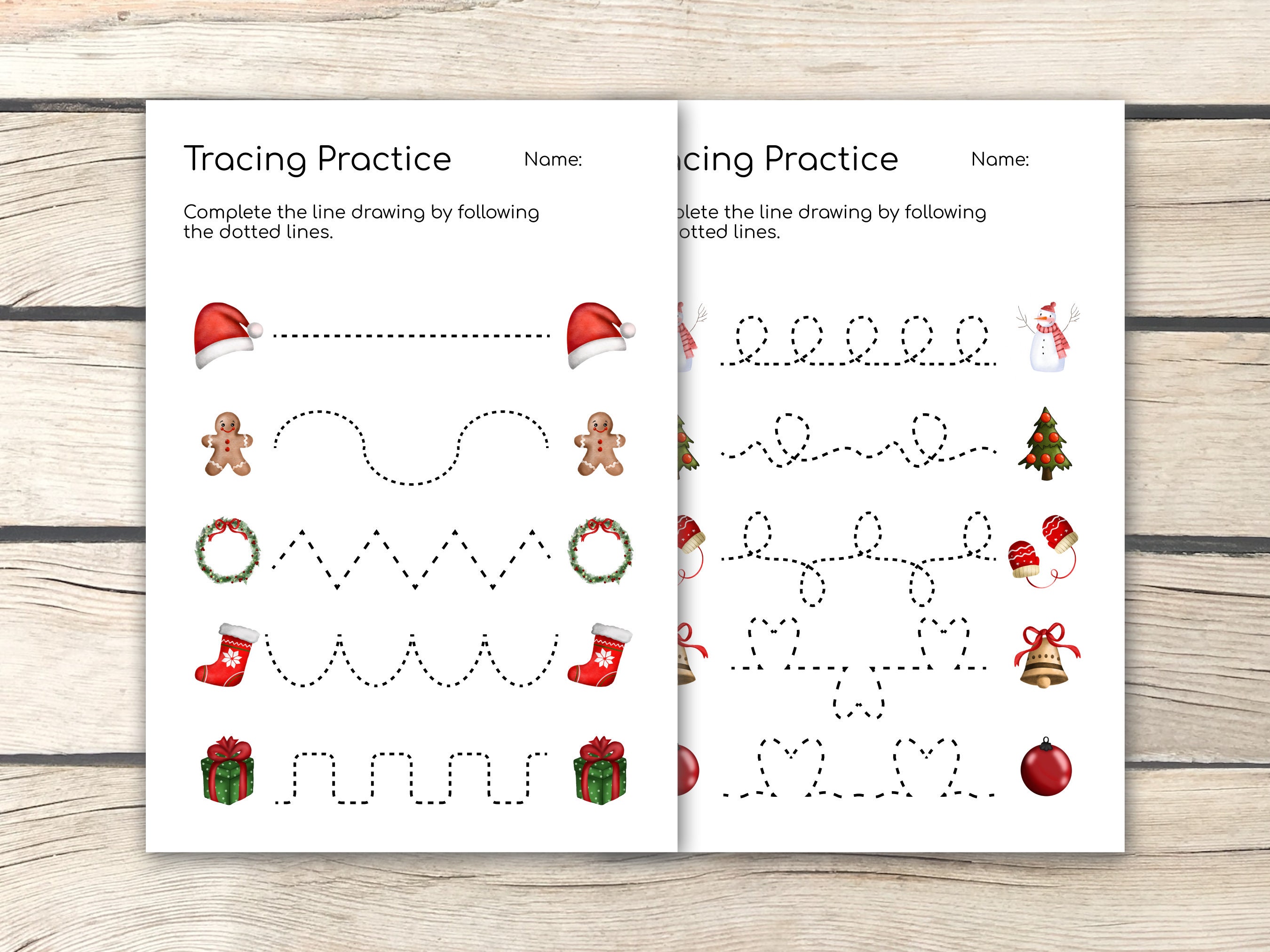 Preschool Line Tracing Practice, Christmas Pre-writing Activities 8 ...