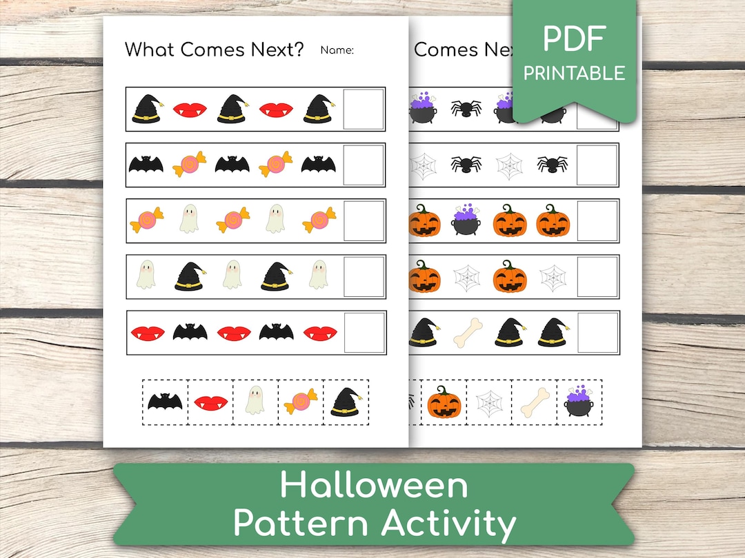 Halloween WHAT COMES NEXT? Worksheet, Pattern Activity, Educational ...