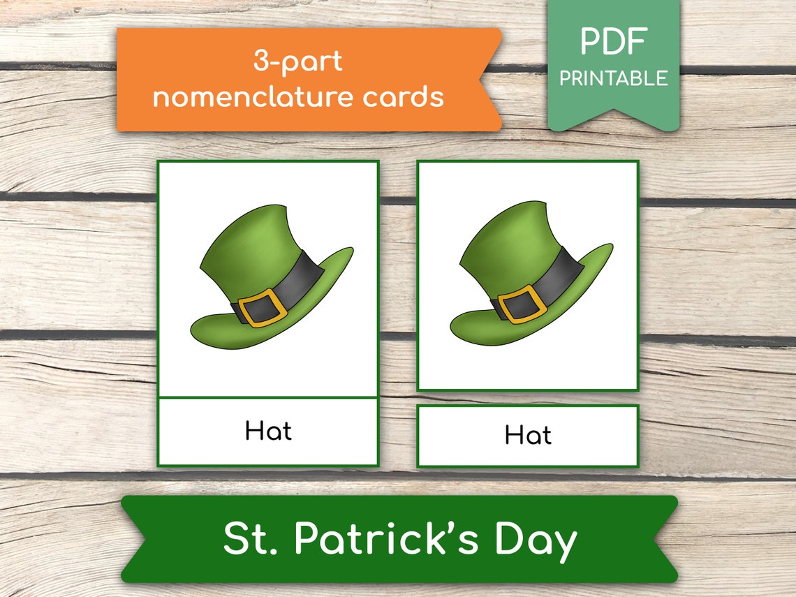 St. Patrick's Day 3-part Montessori Cards: Spring Vocabulary Activity ...