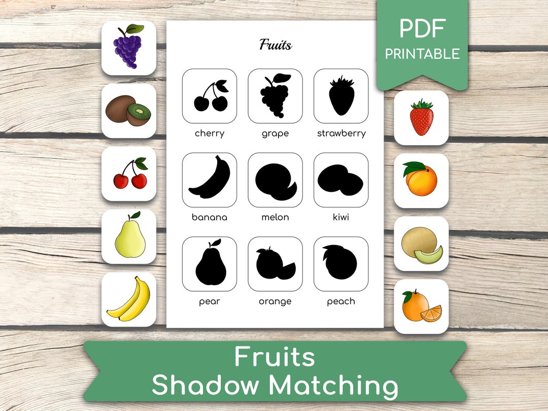 Fruits Shadow Matching Game, Fruits Worksheet, Matching Activity ...