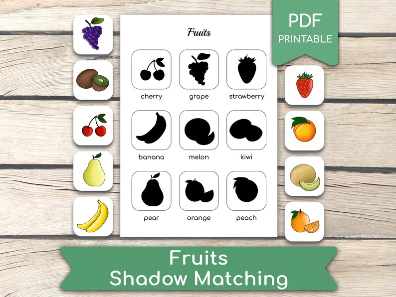 Fruits Shadow Matching Game, Fruits Worksheet, Matching Activity ...