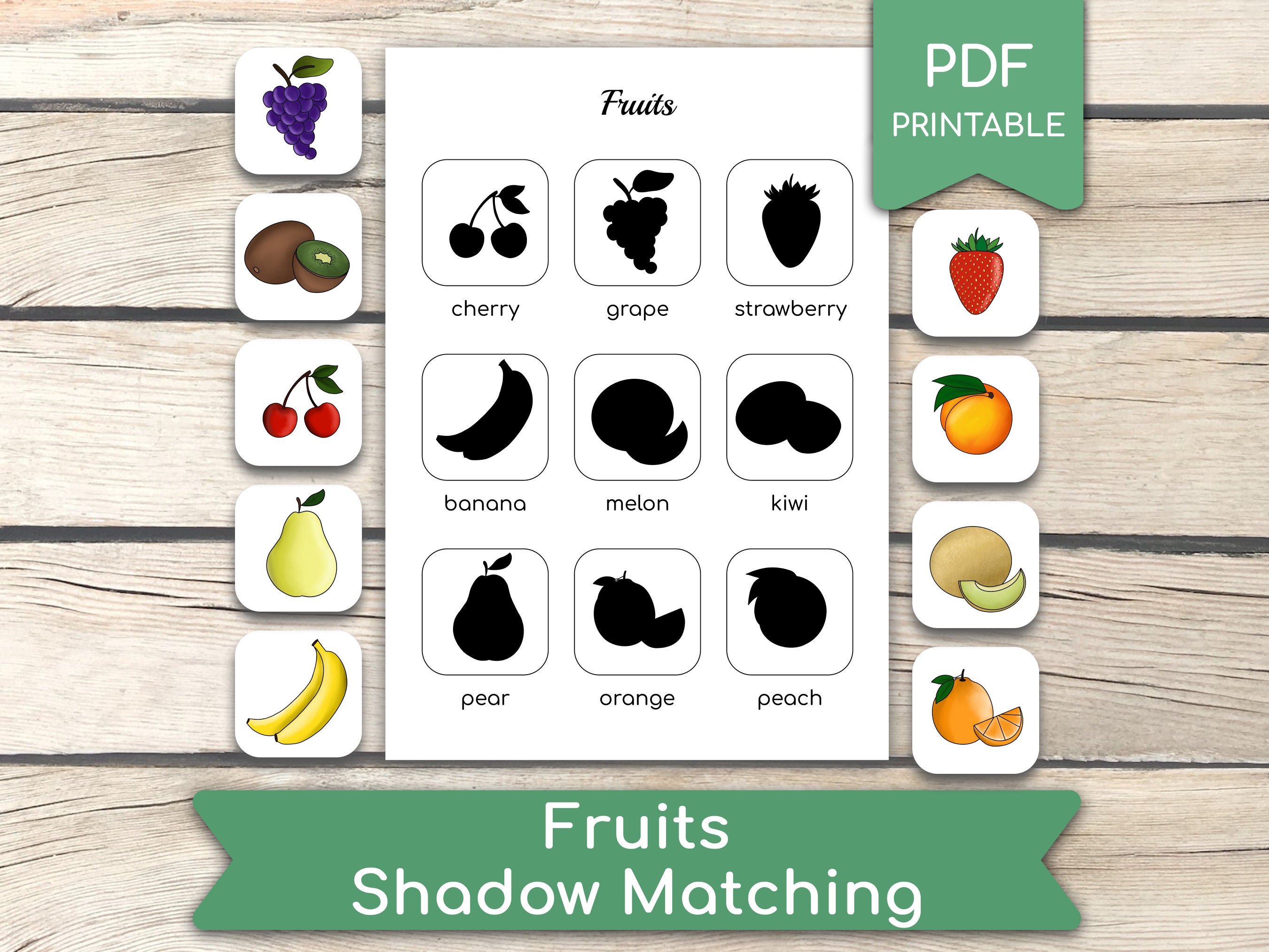 Fruits Shadow Matching Game, Fruits Worksheet, Matching Activity ...