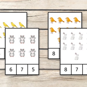 Counting Pet Animals 1 to 10 Montessori Cards Preschool Counting ...