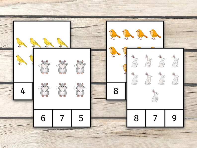 Counting Pet Animals 1 to 10 Montessori Cards Preschool Counting ...