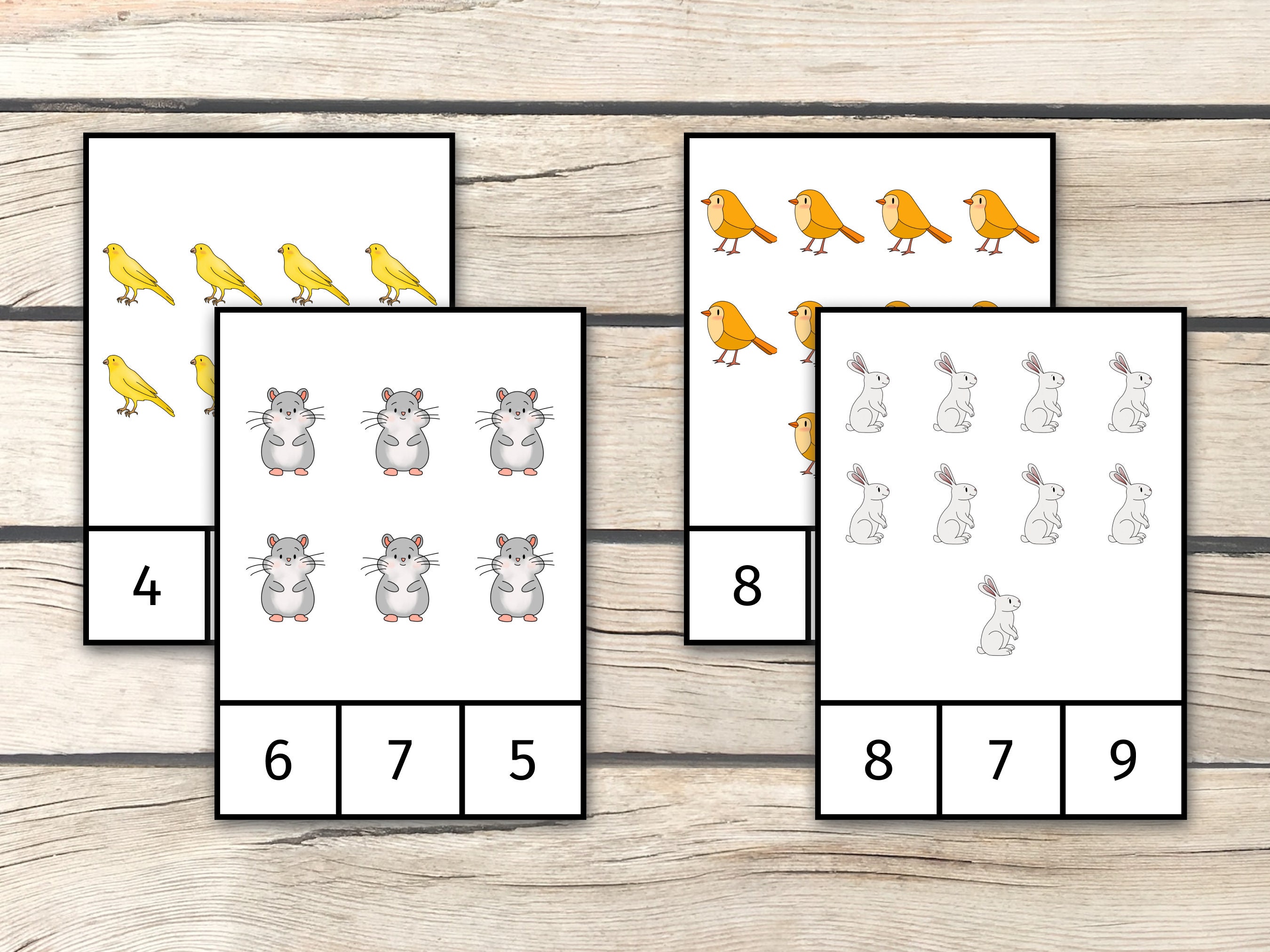 Counting Pet Animals 1 to 10 Montessori Cards Preschool Counting ...